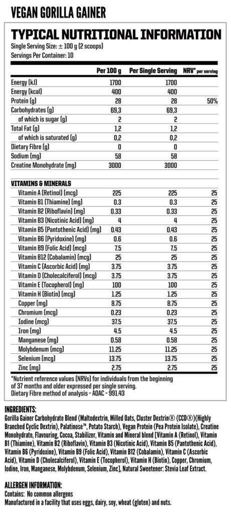 Nutritech Vegan Gorilla Gainer - All Star Nutrition